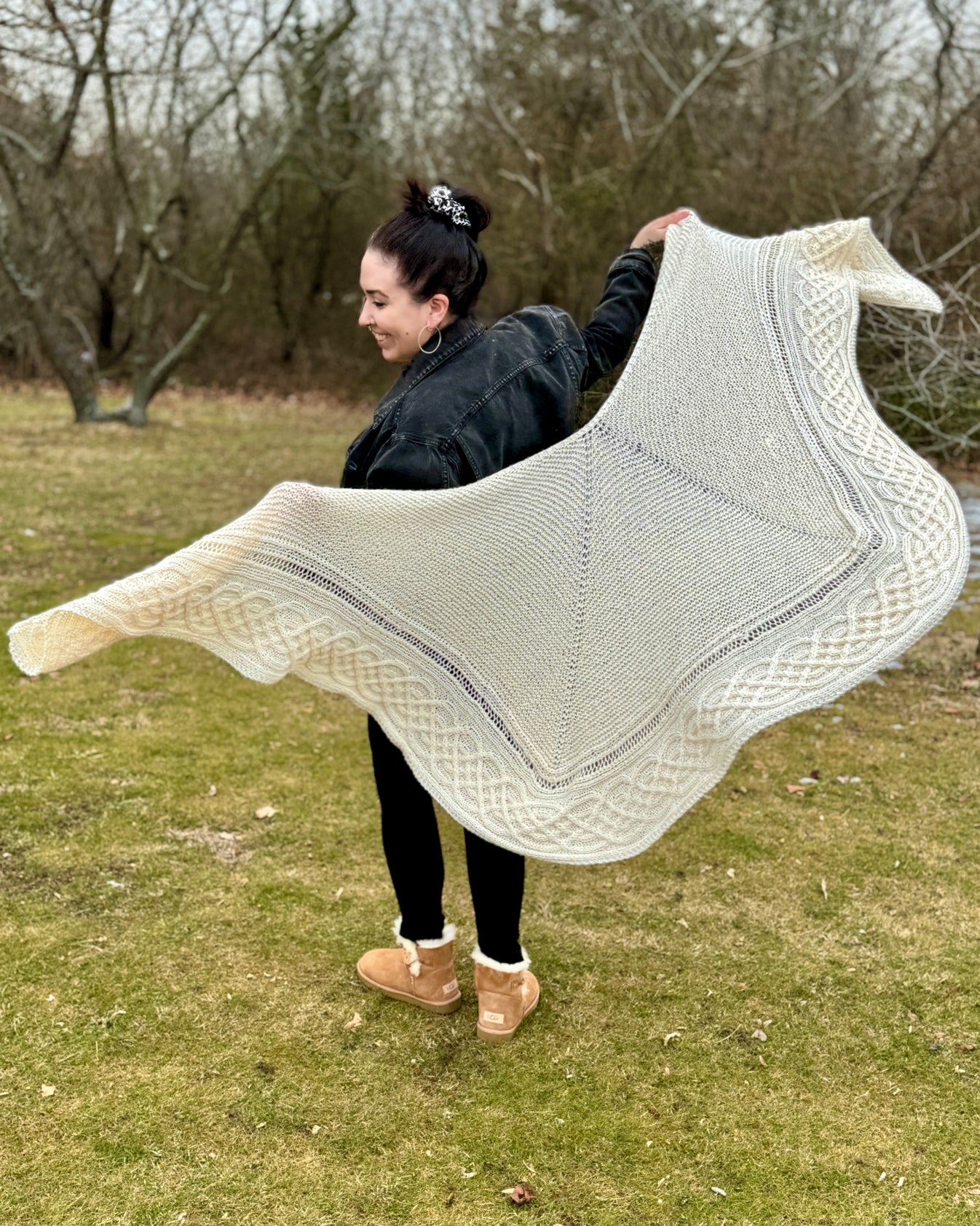 Fishers Island Shawl – Knit Shawl Pattern | Cabled and Garter Stitch S ...