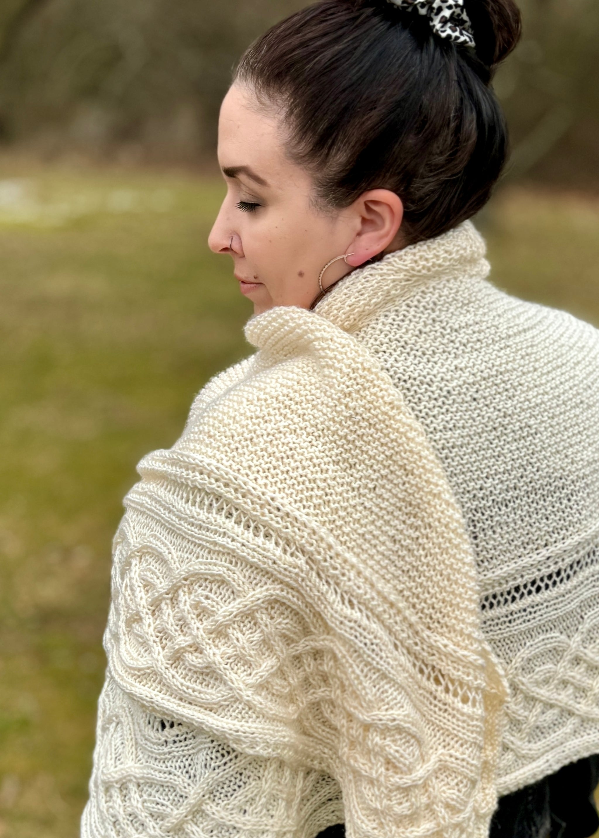 Fishers Island Shawl – Knit Shawl Pattern | Cabled and Garter Stitch S ...